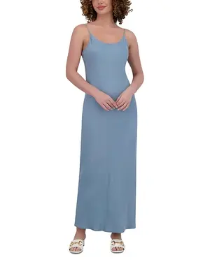 POINT Brushed Straight Slip Dress - Blue