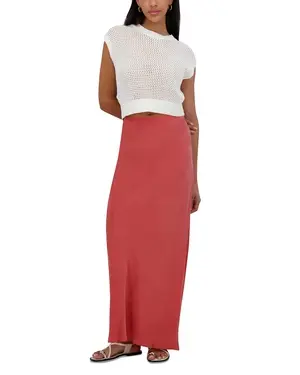 POINT Brushed Straight Skirt - Terracotta