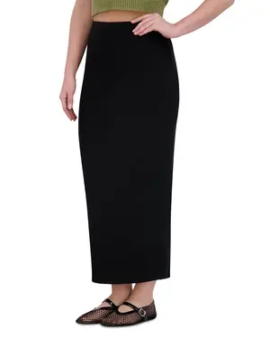 POINT Slim Rib Knit Skirt - Black