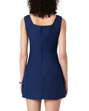 French Connection Birdie Linen Blend Square Neck Mini Dress