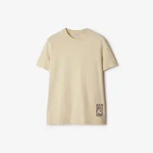 Burberry Check Label Cotton T-shirt Nutmeg