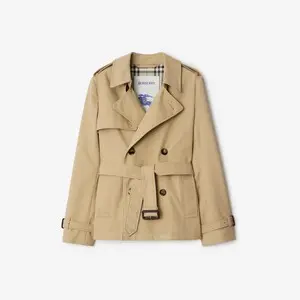 Burberry Cotton Blend Trench Jacket - Beige