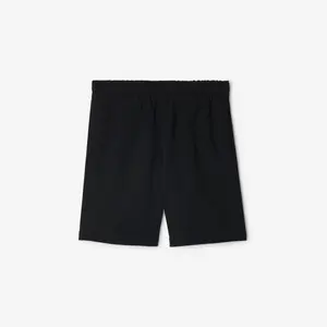 Burberry Check Label Cotton Shorts - Black