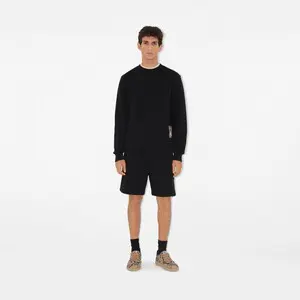 Burberry Check Label Cotton Shorts - Black