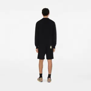 Burberry Check Label Cotton Shorts - Black