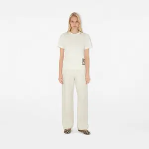 Burberry Cotton T-shirt With Appliquéd Label - Chalk White