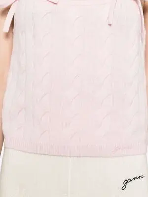 GANNI Bow Detailed Vest - Pink