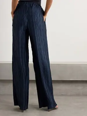 16Arlington Mandrake Plissé-satin Wide-leg Trousers