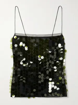 16Arlington Suero Sequined Chiffon Top - Black