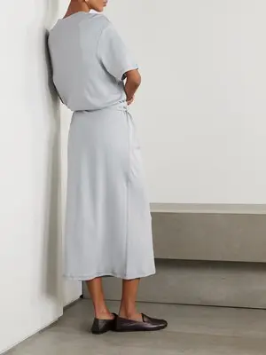 LEMAIRE Belted Cotton-jersey Midi Dress - Blue