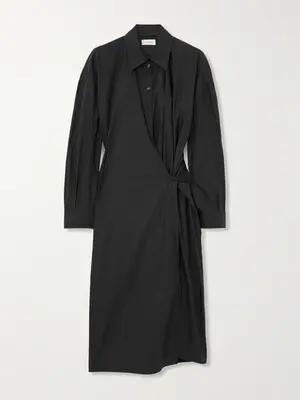 LEMAIRE Wrap-effect Cotton-poplin Midi Shirt Dress