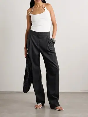 Christopher Esber Pleated Pinstriped Twill Straight-leg Trousers
