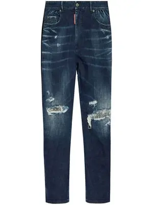 Dsquared2 Distressed Straight Leg Jeans - Blue