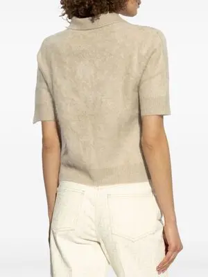 LISA YANG Carolyn Buttoned Collared Polo Top - Neutrals