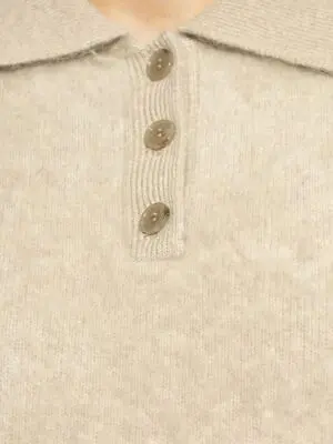 LISA YANG Carolyn Buttoned Collared Polo Top - Neutrals