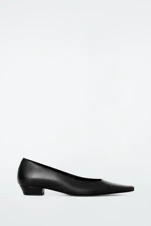 Cos Square-toe Leather Court Shoes - Black