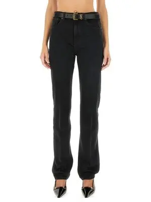 Saint Laurent Straight Denim Jeans - Black