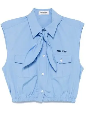 Miu Miu Logo-Embroidered Shirt - Blue