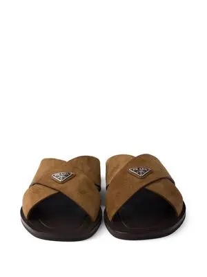 Prada Suede Crisscross Slides