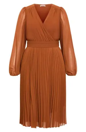 City Chic Sheer Finley Long Sleeve Dress