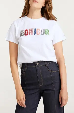 Cinq À Sept Bonjour Sequin Appliqué T-shirt