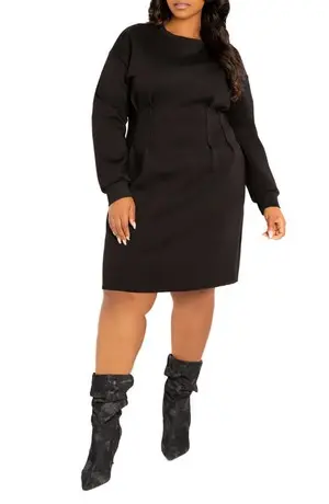 BUXOM COUTURE Long Sleeve Jersey Sweater Dress