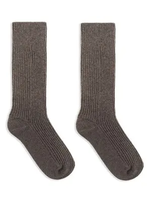 LISA YANG Cashmere Ribbed Socks - Brown