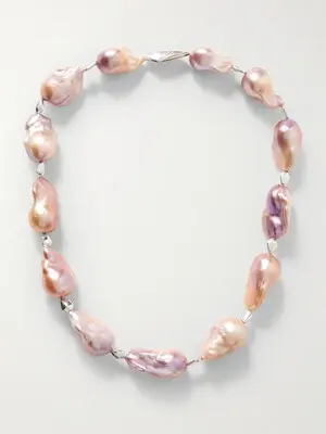 Bottega Veneta Silver And Pearl Necklace - Pink
