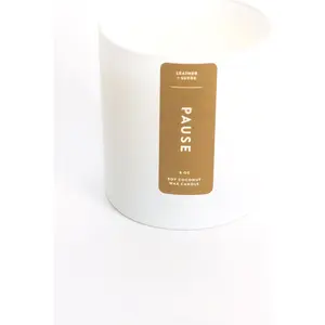 JOY PAPER CO. Pause Leather Suede Coconut Soy Candle - White With Gold