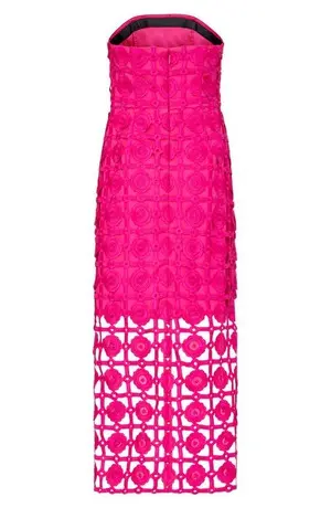 MILLY Kait Lace Strapless Midi Dress - Milly Pink