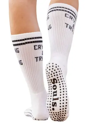 SOULS. Souls 'crying & Trying' Crew Grip Socks