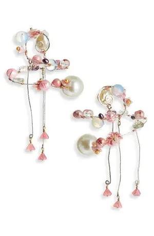 ISSHI Flora Drop Earrings - Petal Pink