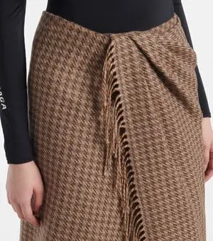Balenciaga Houndstooth Wool-blend Wrap Skirt