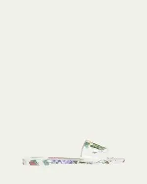 Dolce & Gabbana Dolce & Gabbana Bianca Floral Rubber Flat Sandals White Pattern