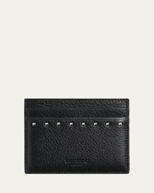 Valentino Garavani Leather Rockstud Card Holder - Nero