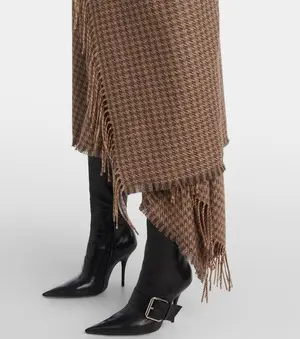 Balenciaga Houndstooth Wool-blend Wrap Skirt