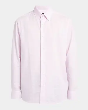 Brioni Cotton Windowpane Check Sport Shirt Lilac/white