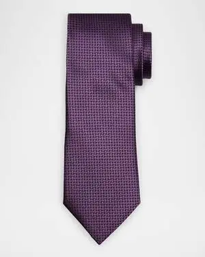Zegna ZEGNA Geometric Jacquard Neck Tie Md Prp Micro Fan