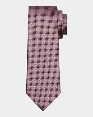 Zegna Geometric Jacquard Tie - Md Pnk Micro Fan