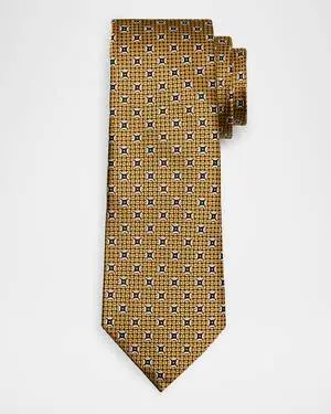 Zegna ZEGNA Woven Medallion Neck Tie Md Yel Fan