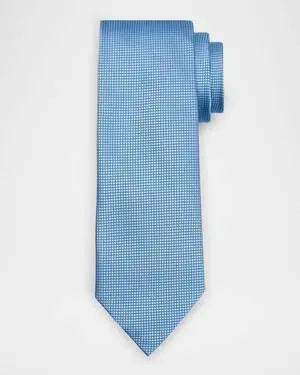 Zegna ZEGNA Tonal Micro-Grid Tie Br Blu Sld