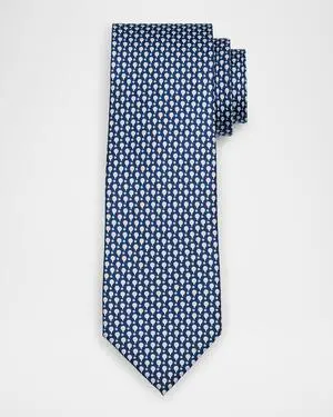 FERRAGAMO Ping Pong Paddle Printed Tie - Blue