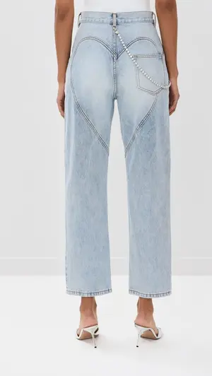 AREA Slit Straight Leg Jeans