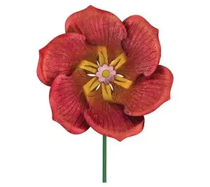 REGAL ART & GIFT Textured Flower Spinner Stake Poppy - One-color