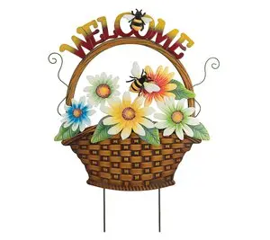 REGAL ART & GIFT Basket Flower Stake Welcome