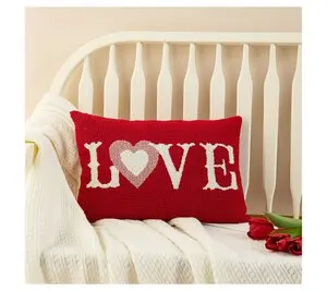 GLITZHOME 18'l Valentine's Hooked Love Pillow - One-color