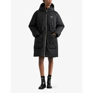 Prada Brand-plaque Funnel-neck Shell-down Coat
