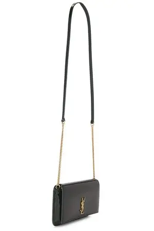Saint Laurent Phone Holder In Dark Green - Fir Leaf
