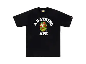 A BATHING APE Sta Camo College C Tee Shirt - Black