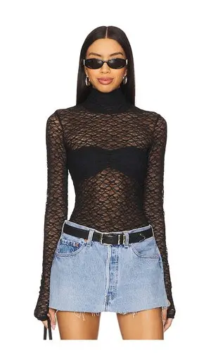Women's Sheer Lace Turtleneck Tops